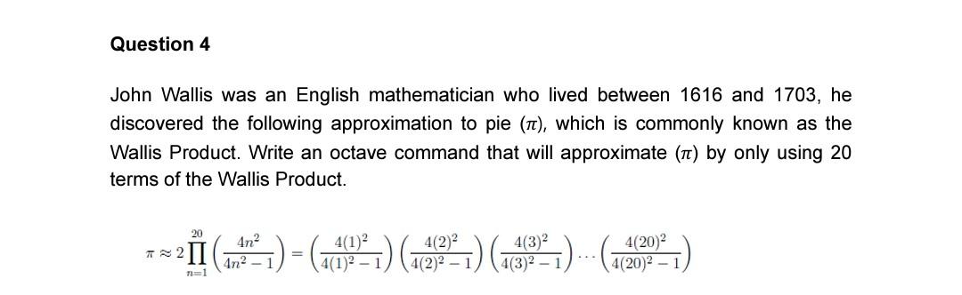Solved John Wallis was an English mathematician who lived | Chegg.com