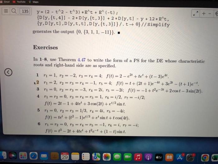 Solved Y 2−t∧2−t∧3 ∗e∧t E∧ −t