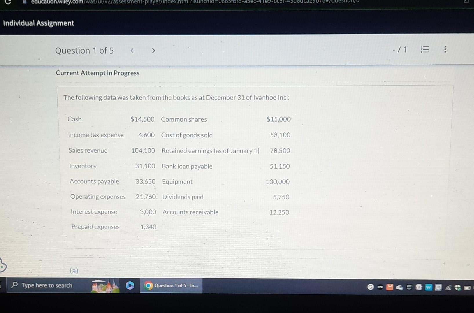 Solved Current Attempt in Progress The following data was | Chegg.com
