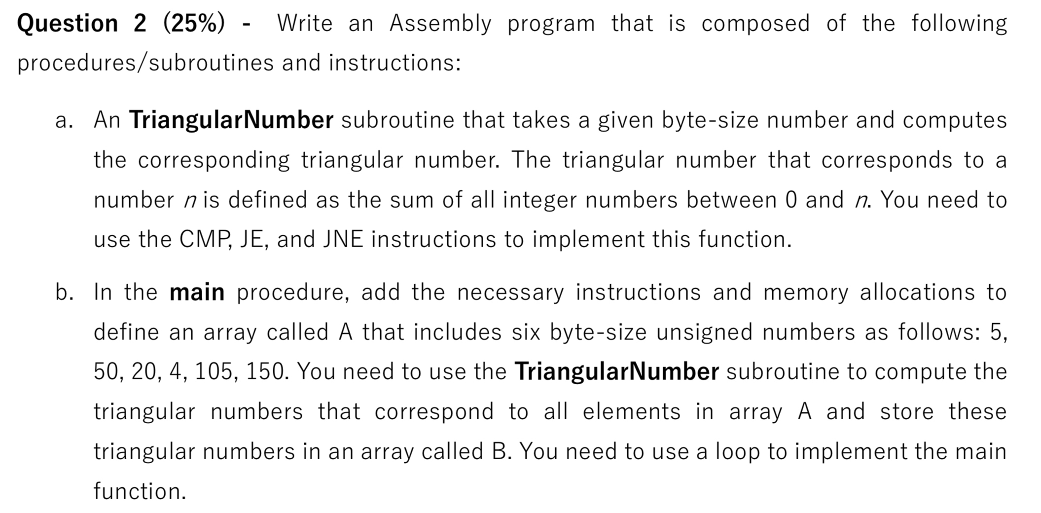 Solved Write an Assembly program that is composed of the | Chegg.com