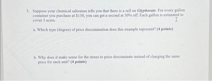 Solved 3. Suppose your chemical salesman tells you that | Chegg.com