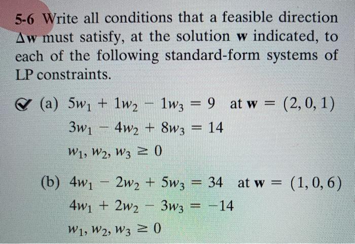 Solved 5-6 Write all conditions that a feasible direction Aw | Chegg.com