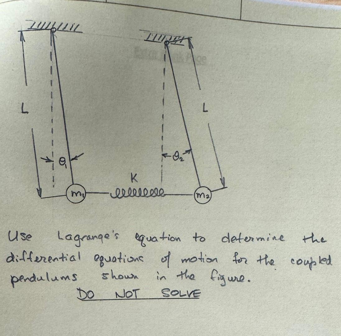 Solved Use Lagrange's equation to determine the differential | Chegg.com
