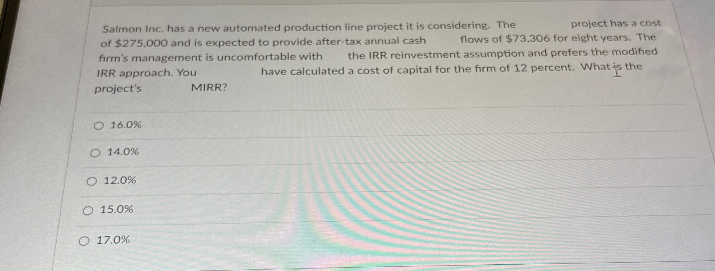 Solved Salmon Inc. has a new automated production line | Chegg.com
