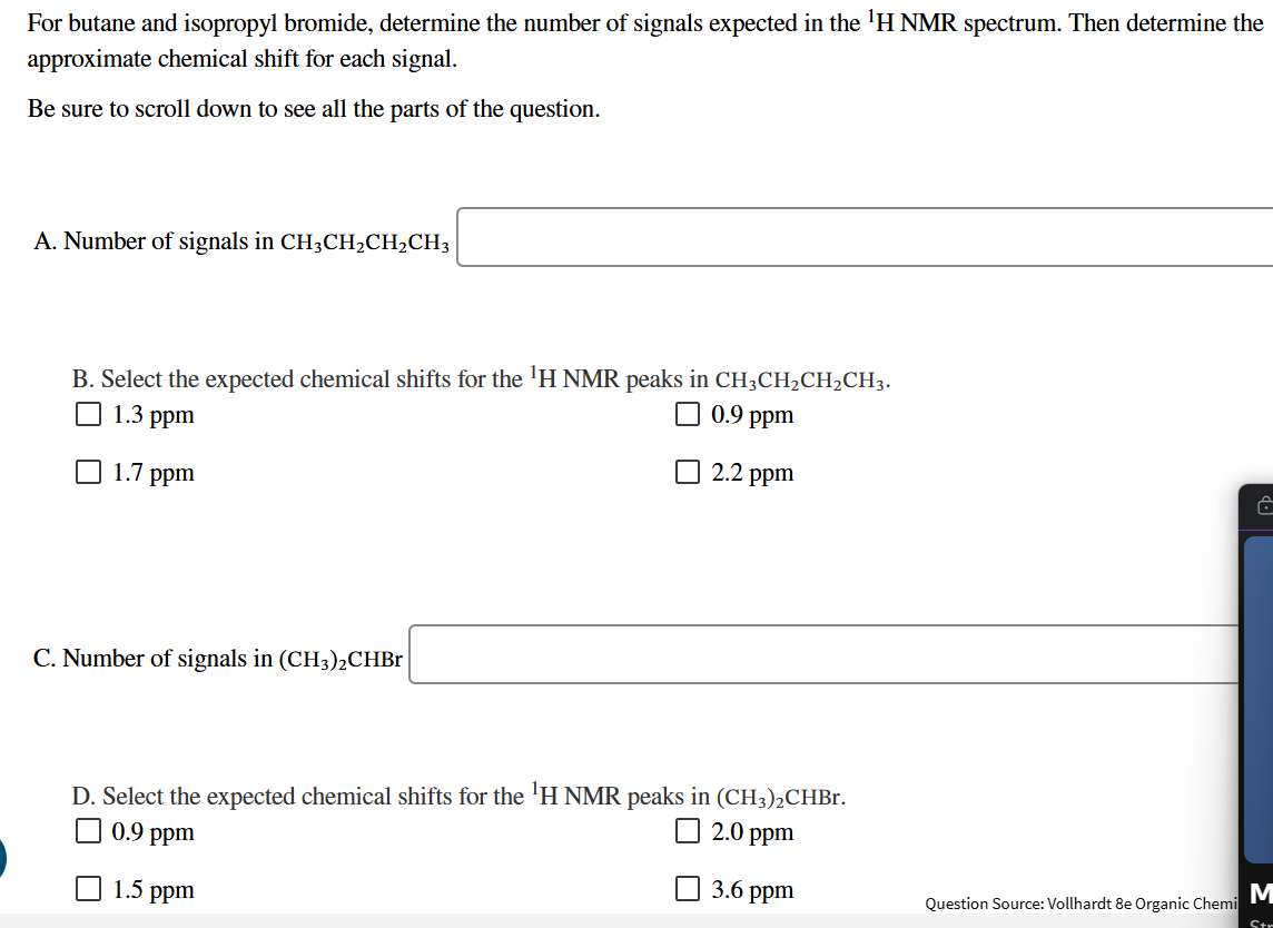 Solved For butane and isopropyl bromide, determine the | Chegg.com