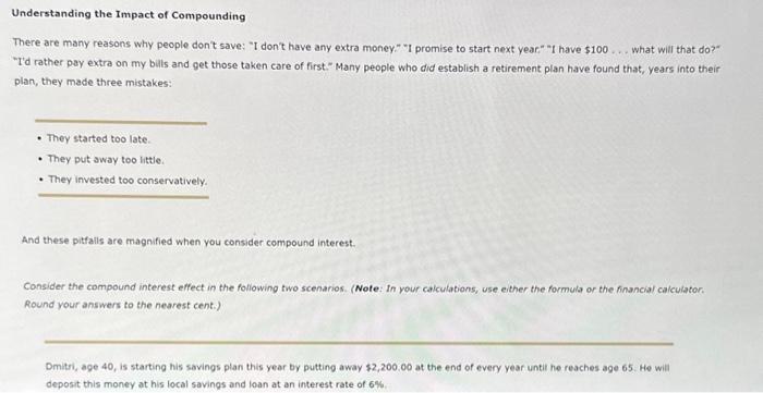 Solved Understanding the Impact of Compounding There are | Chegg.com
