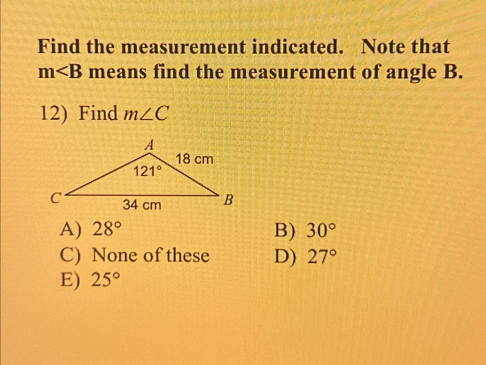 Solved Find the measurement indicated. Note that | Chegg.com
