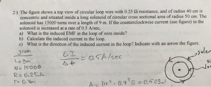 Solved 2.) The figure shows a top view of circular loop wire | Chegg.com