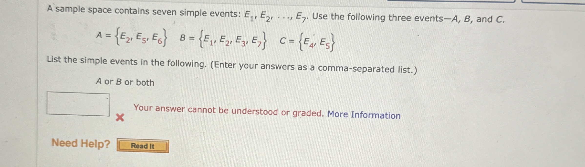 Solved A sample space contains seven simple events: | Chegg.com