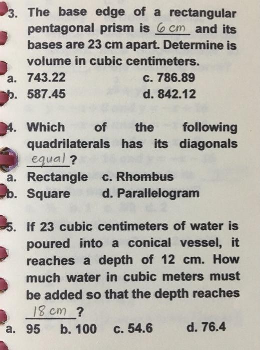 Solved SOLID GEOMETRYSolve these problems (Complete | Chegg.com