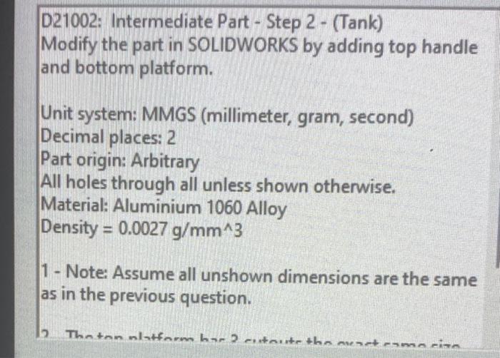 Solved D21002: Intermediate Part - Step 2 - (Tank) Modify | Chegg.com