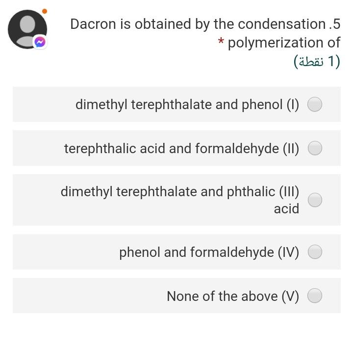 Solved Dacron is obtained by the condensation.5 * | Chegg.com