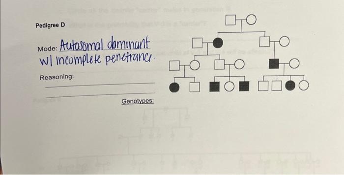 Solved mode: Autosomal dominant wl incomplete penetrance. | Chegg.com