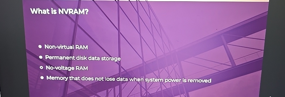 Solved What is NVRAMRNon-virtual RAMPermanent disk data | Chegg.com