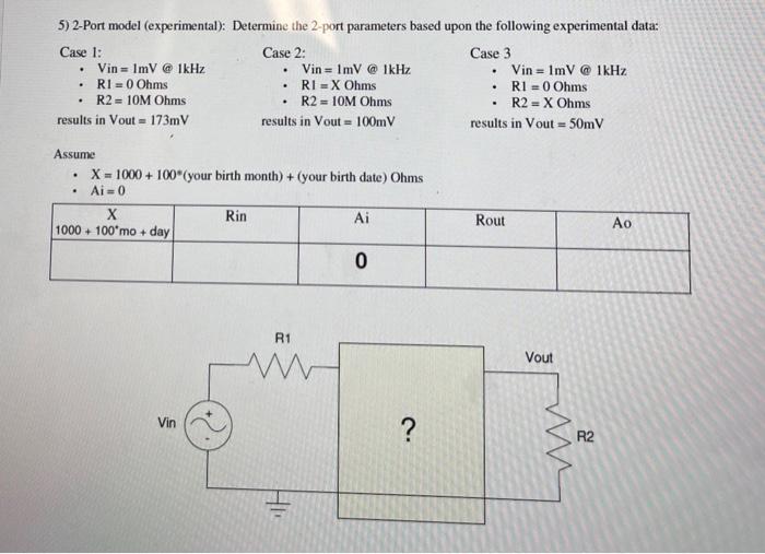 Solved . 5) 2-Port model (experimental): Determine the | Chegg.com