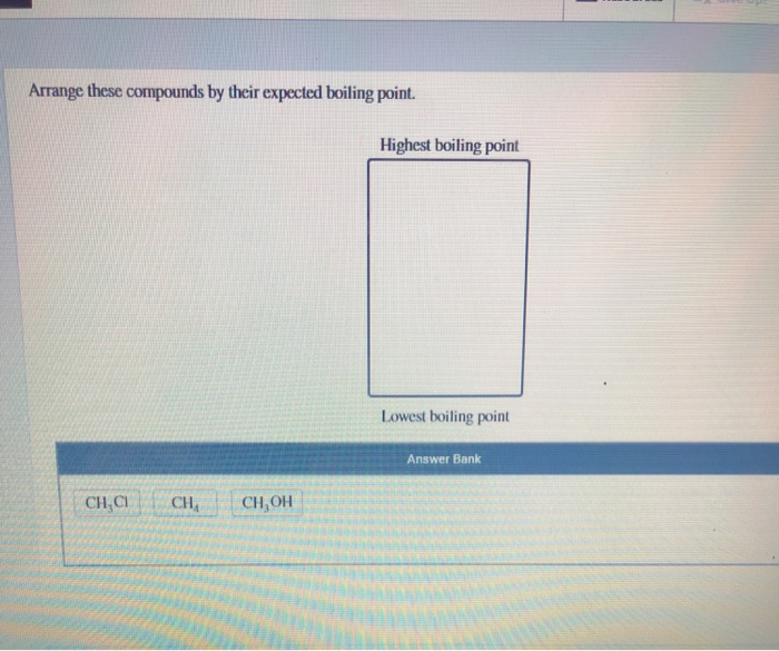 Solved Arrange these compounds by their expected boiling | Chegg.com