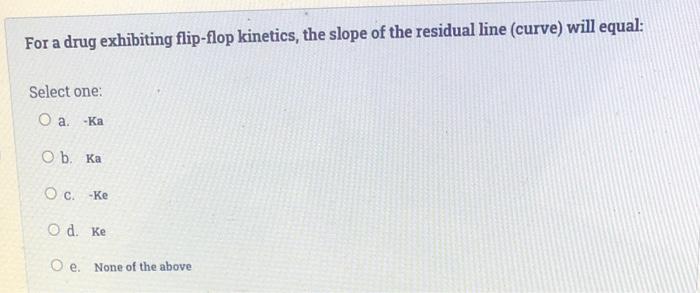 Solved For a drug exhibiting flip-flop kinetics, the slope | Chegg.com