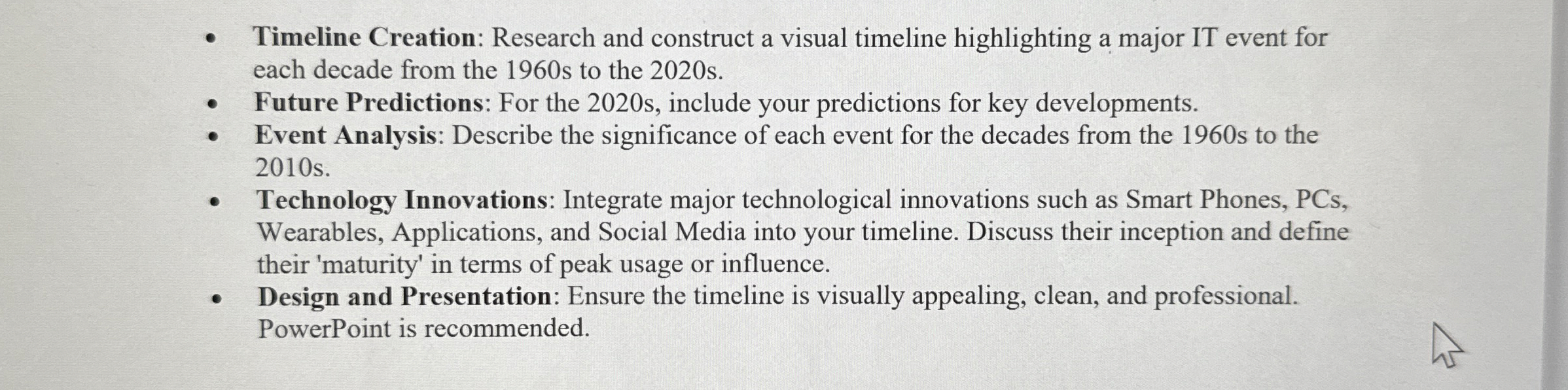 Solved Timeline Creation: Research and construct a visual | Chegg.com