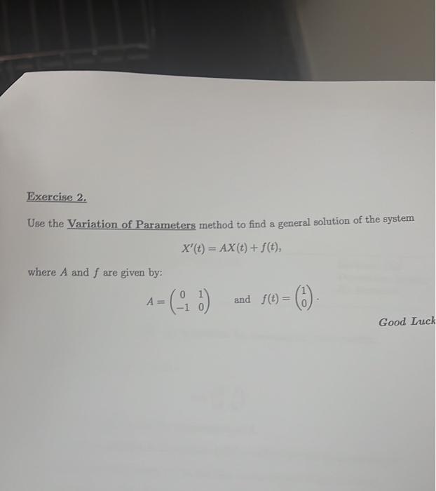 Solved Use the Variation of Parameters method to find a | Chegg.com