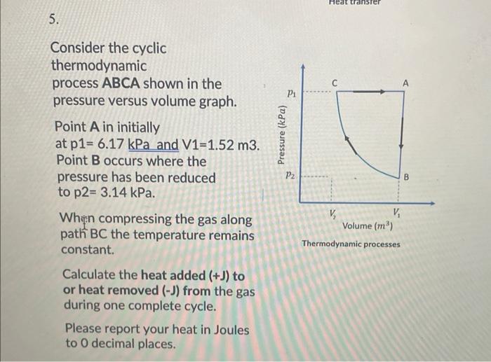 Solved Consider the cyclic thermodynamic process ABCA shown | Chegg.com