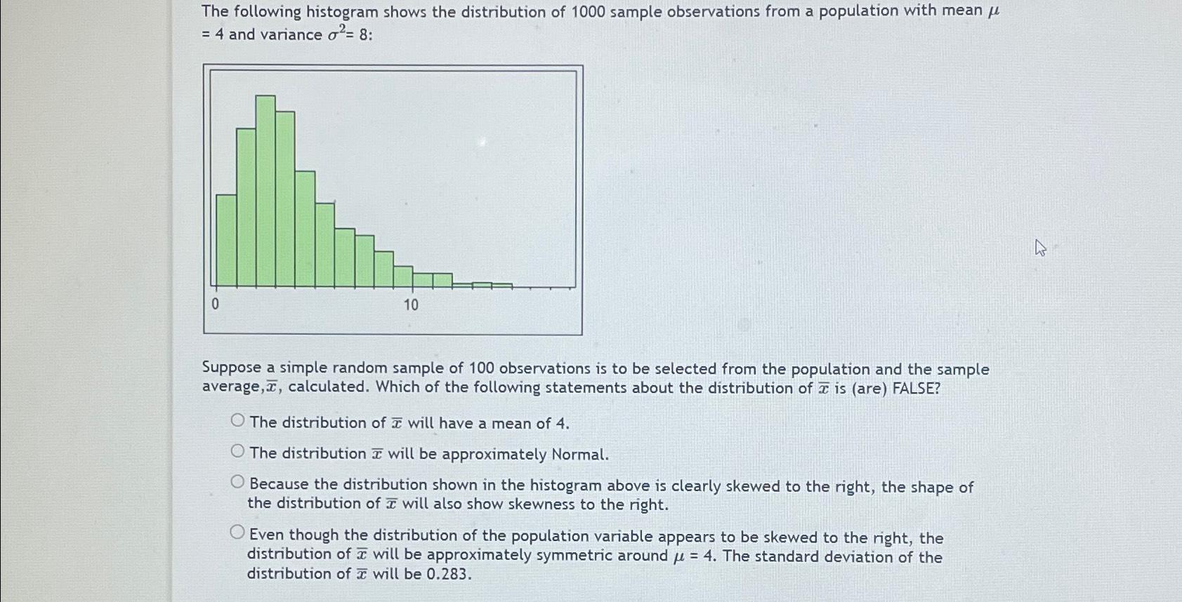 Solved The following histogram shows the distribution of | Chegg.com