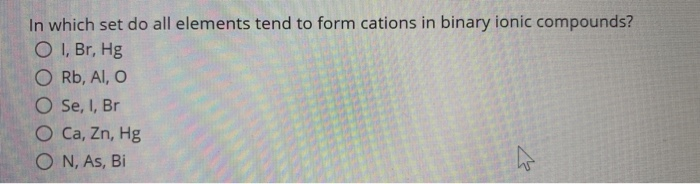 Solved In which set do all elements tend to form cations in | Chegg.com