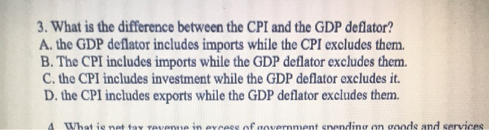 Solved 3. What is the difference between the CPI and the GDP | Chegg.com