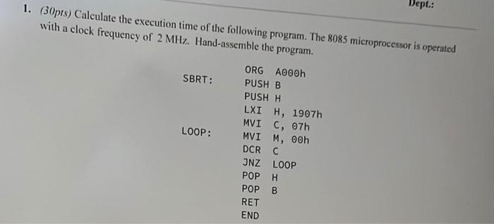 Solved 1 30pts Calculate The Execution Time Of The