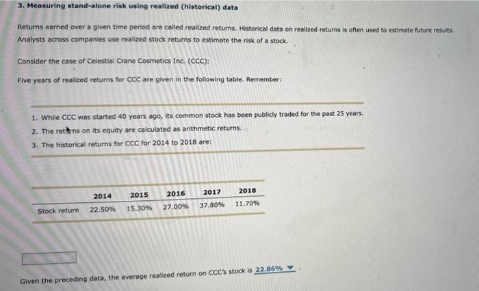 Solved 3. Measuring stand-alone risk using realized | Chegg.com