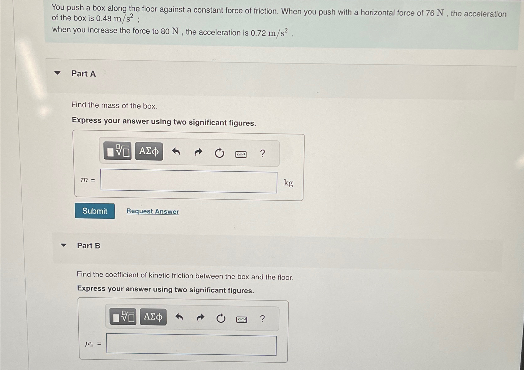 Solved You push a box along the floor against a constant | Chegg.com