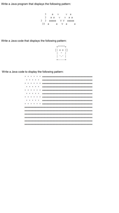 Solved Write a Java program that displays the following | Chegg.com