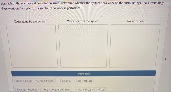 Solved For each of the reactions at constant pressure, | Chegg.com