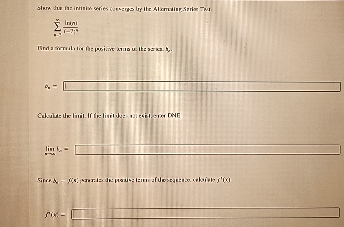 Solved Show that the infinite series converges by the | Chegg.com