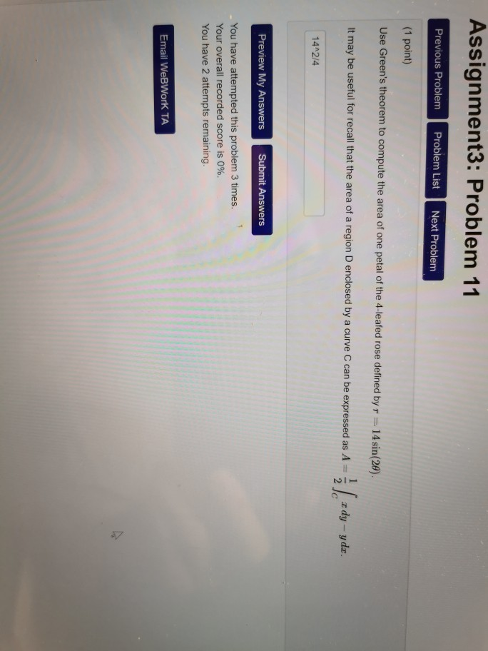 Solved Assignment3 Problem 11 Previous Problem Problem List 9546