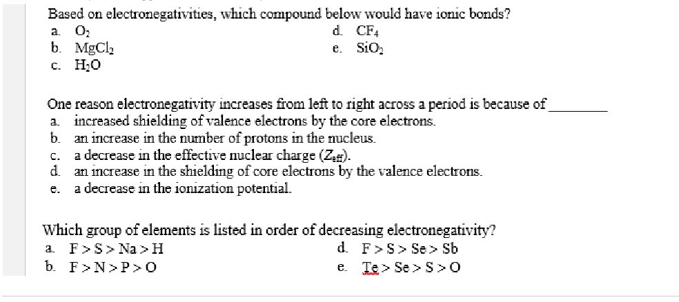 Solved If you could please explain the answers as well for | Chegg.com