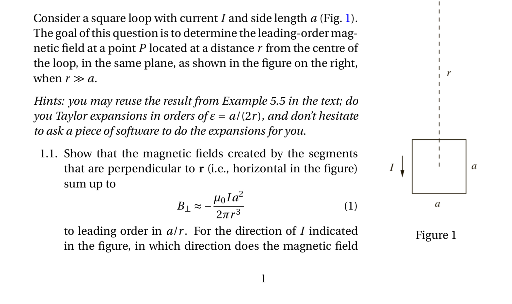 Consider a square loop with current I and side length | Chegg.com