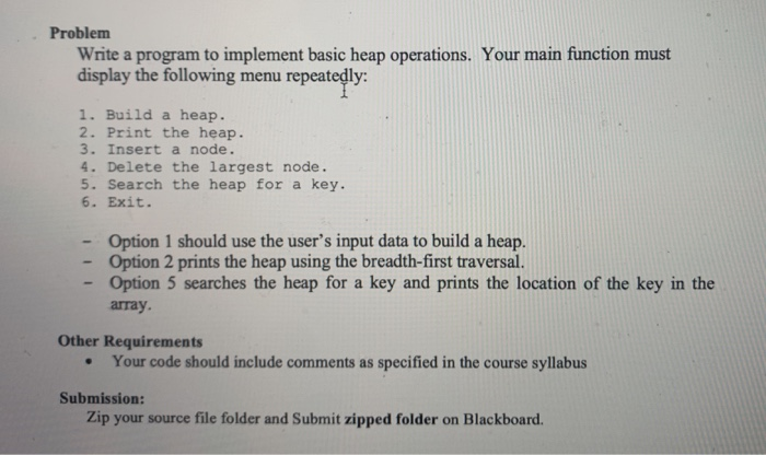 Solved Problem Write A Program To Implement Basic Heap 0110