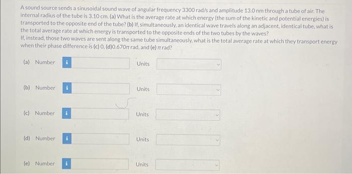 Solved A sound source sends a sinusoidal sound wave of | Chegg.com