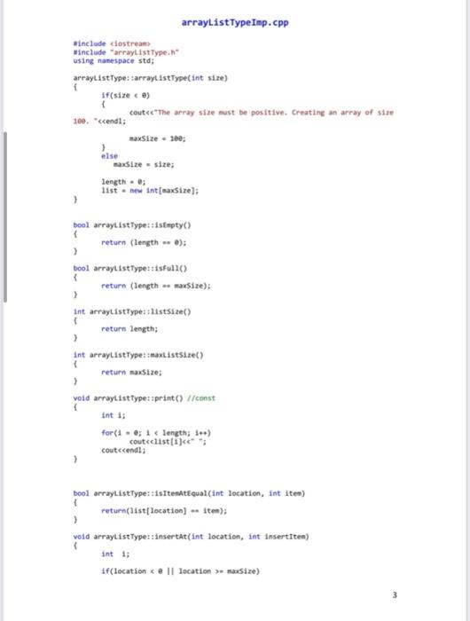 Solved 1. Write a public member function in arrayListType | Chegg.com