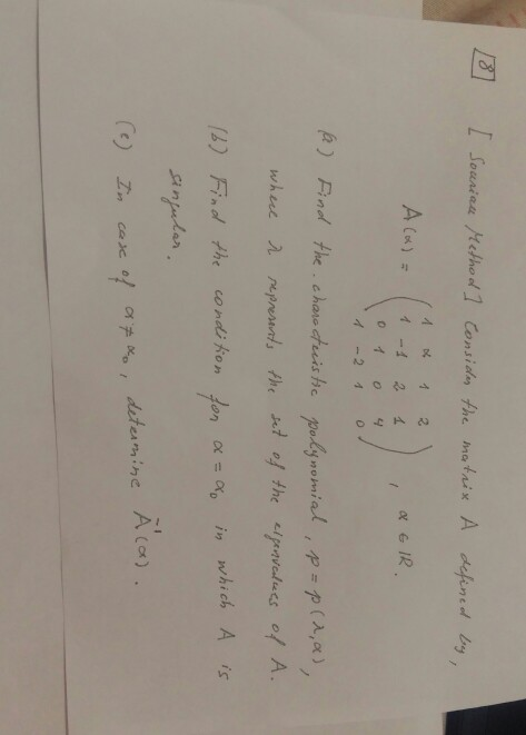 Solved 08 Souriau Method] onsider the matrix A defined bag, | Chegg.com