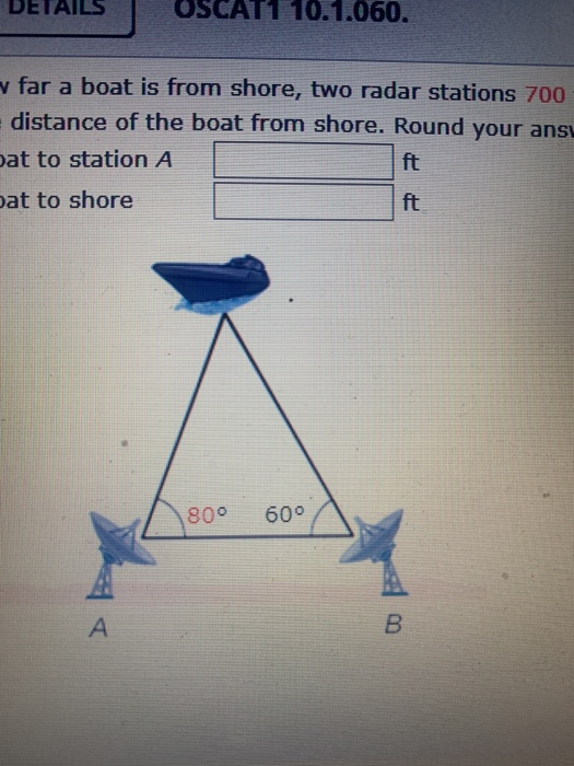 Solved To determine how far a boat is from shore, two radar | Chegg.com