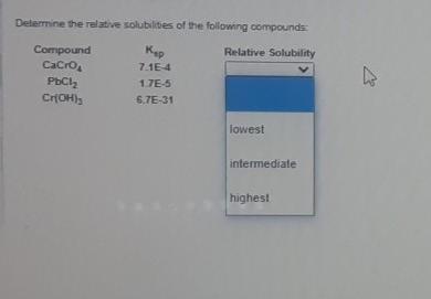 Solved Determine the relative solubilities of the following | Chegg.com