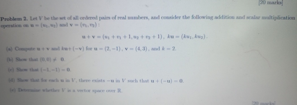 Solved [20 ﻿marks]Problem 2. ﻿Let V ﻿be the set of all | Chegg.com