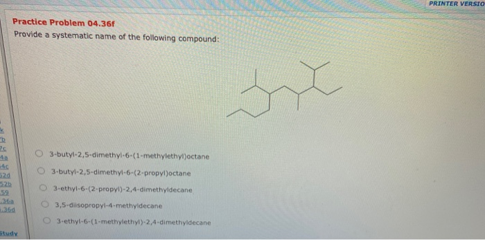 Solved PRINTER VERSIO Practice Problem 04.36f Provide a | Chegg.com