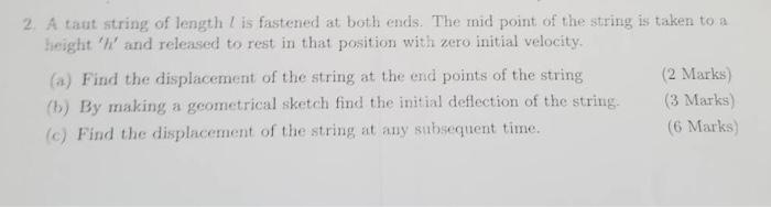 Solved 2. A taut string of length I is fastened at both | Chegg.com