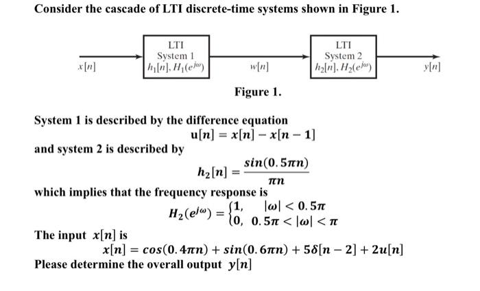 Solved Consider the cascade of LTI discrete-time systems | Chegg.com