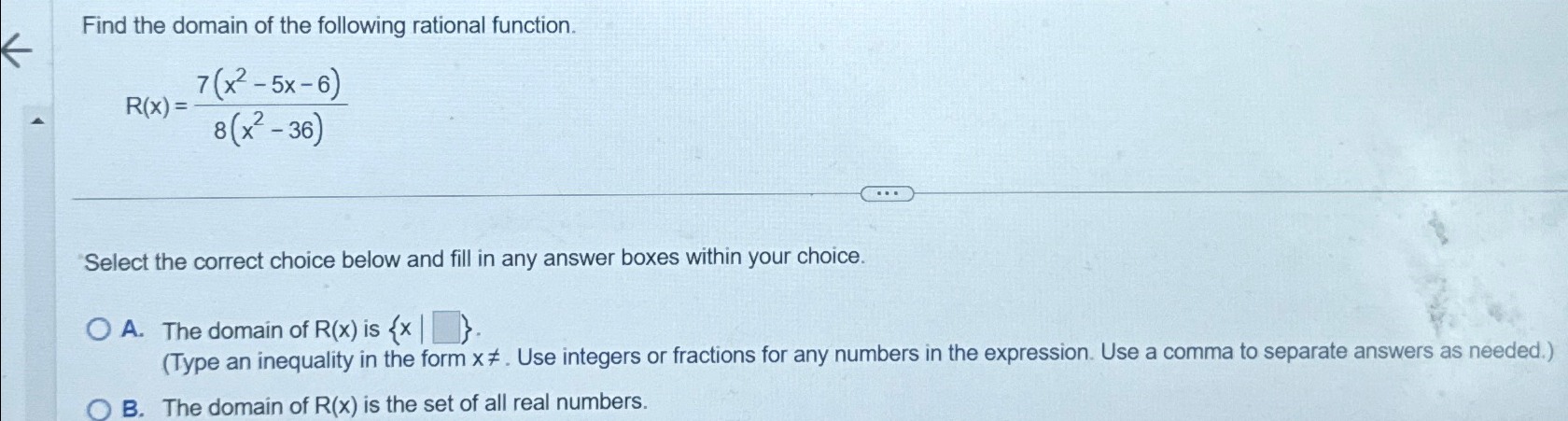 Solved Find the domain of the following rational | Chegg.com