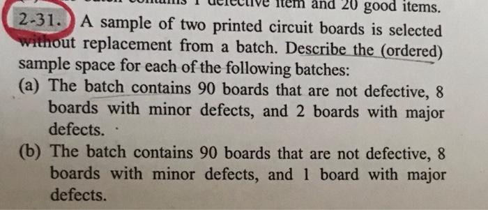 Solved 2.31. A sample of two printed circuit boards is | Chegg.com
