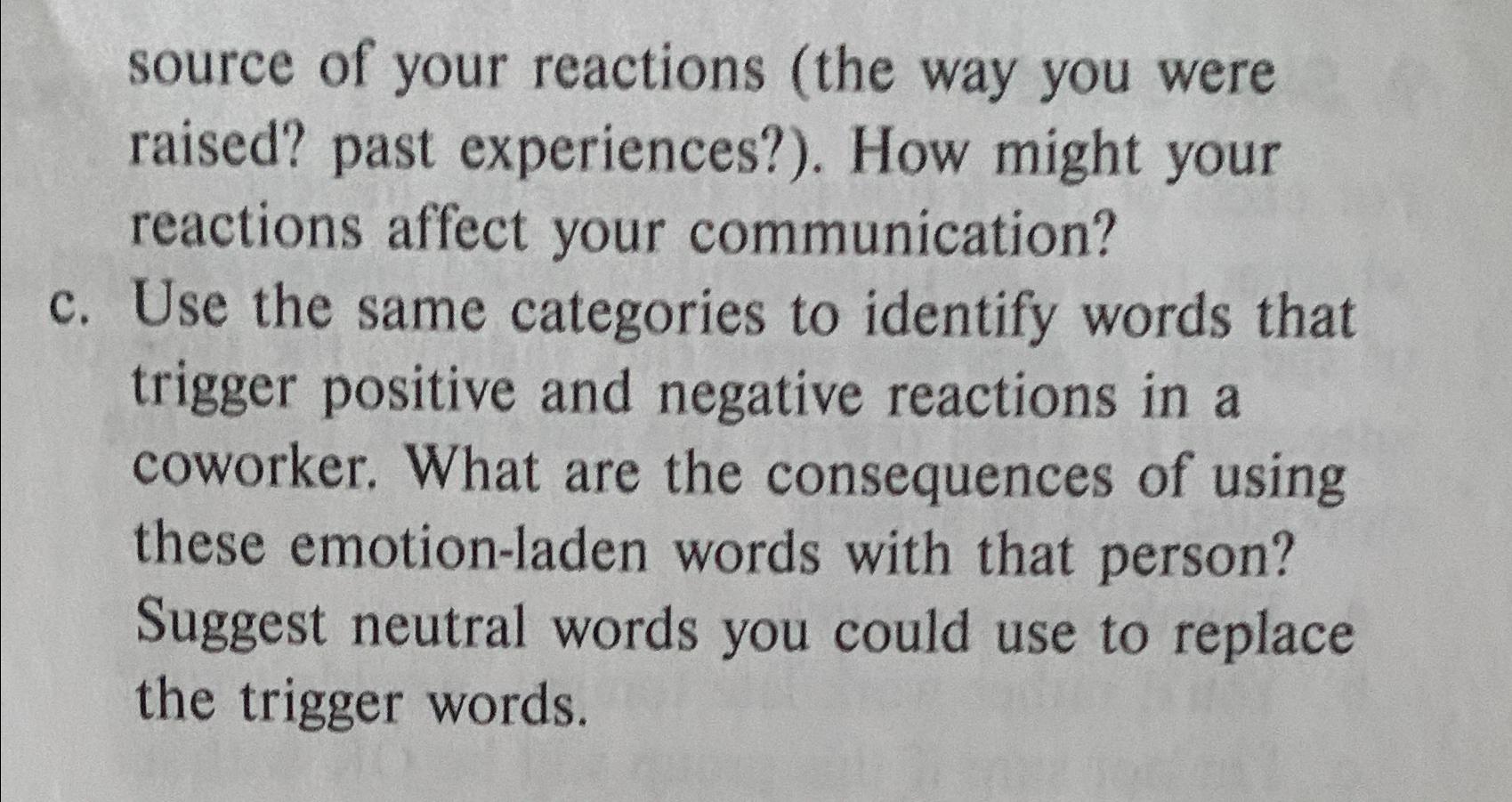 Solved Become more aware of your own emotional triggers by | Chegg.com