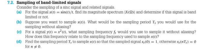 Solved 7.2. Sampling of band-limited signals Consider the | Chegg.com